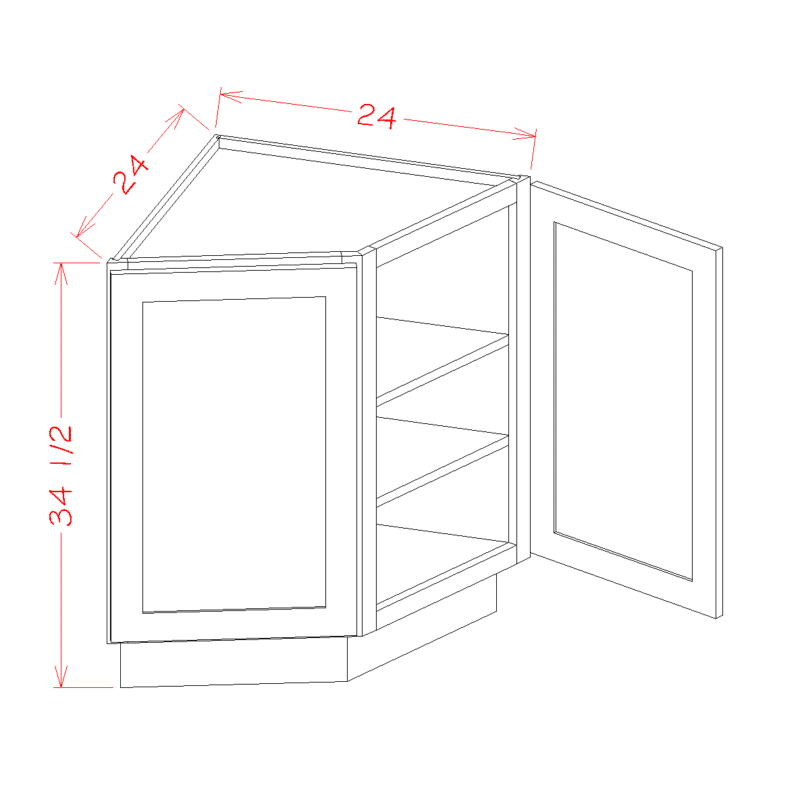 Shaker Cinder Angle Base Cabinet - RTA Cabinets DIY